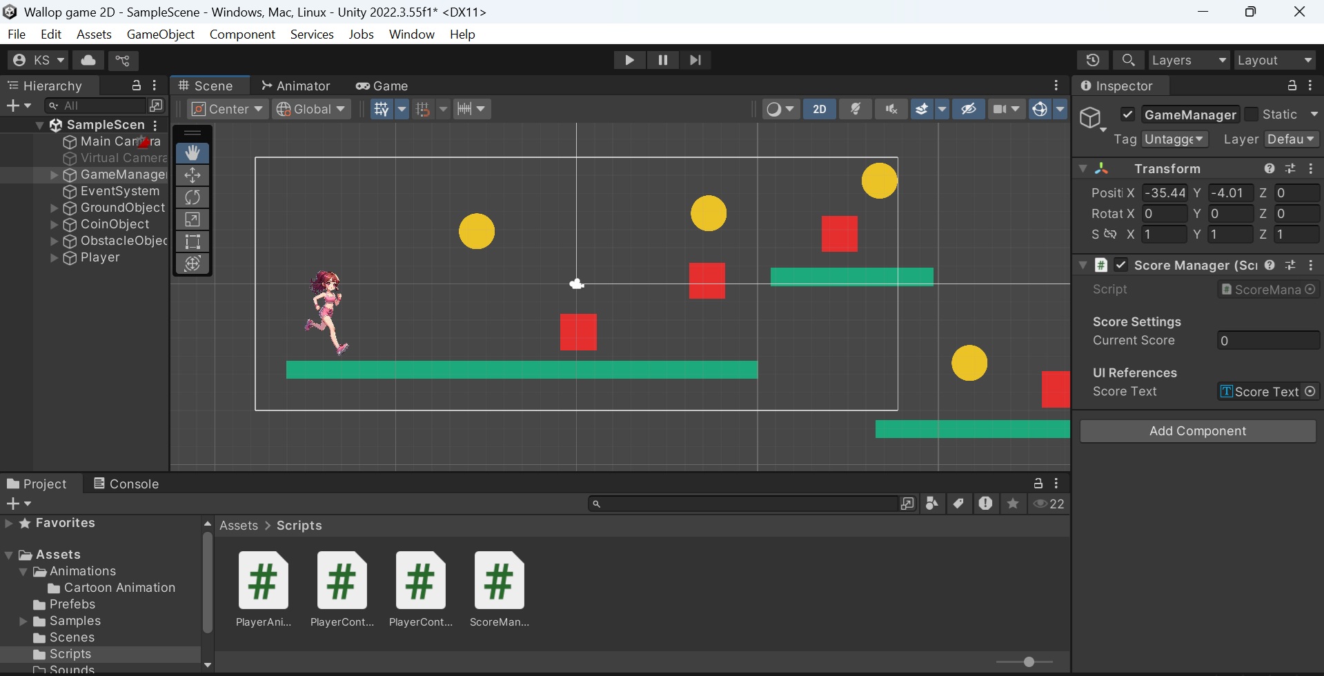 ตัวอย่าง Code Unity 2D สำหรับการเคลื่อนที่ของตัวละคร (ผู้เล่น) โดยครอบคลุมการเดิน วิ่ง หัน และ ...